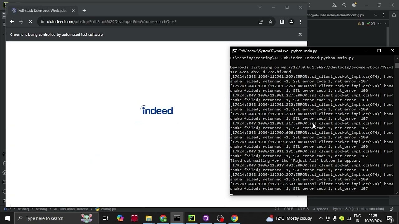 Github Indeed job application automation using Python and Chatgpt