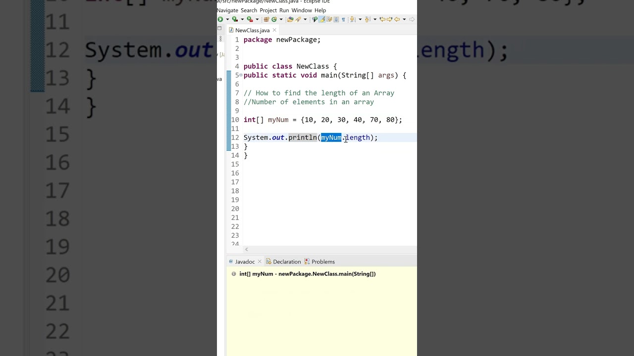 How to find the length of an Array #shorts #shortfeed #youtubeshorts