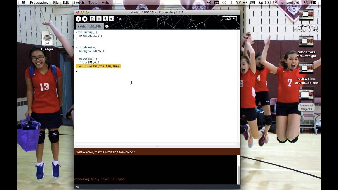 Troubleshooting:  syntax error, maybe missing semicolon?