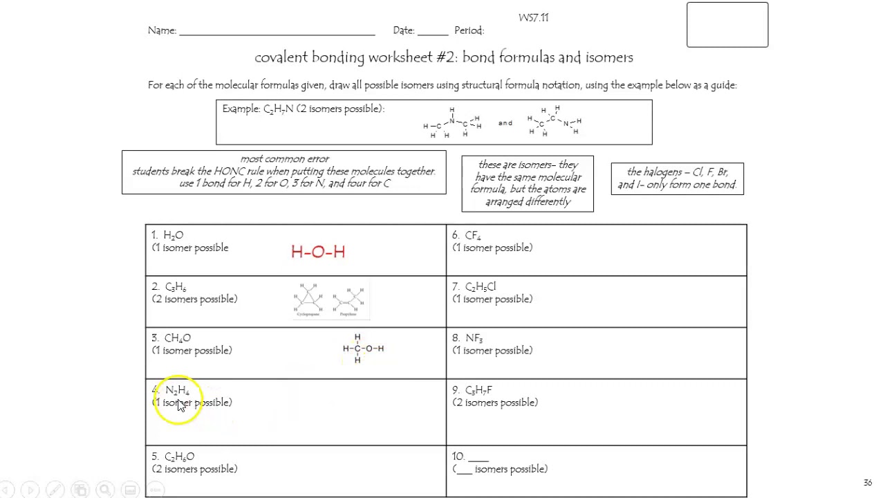 ws7.11 covalent bonding worksheet #2