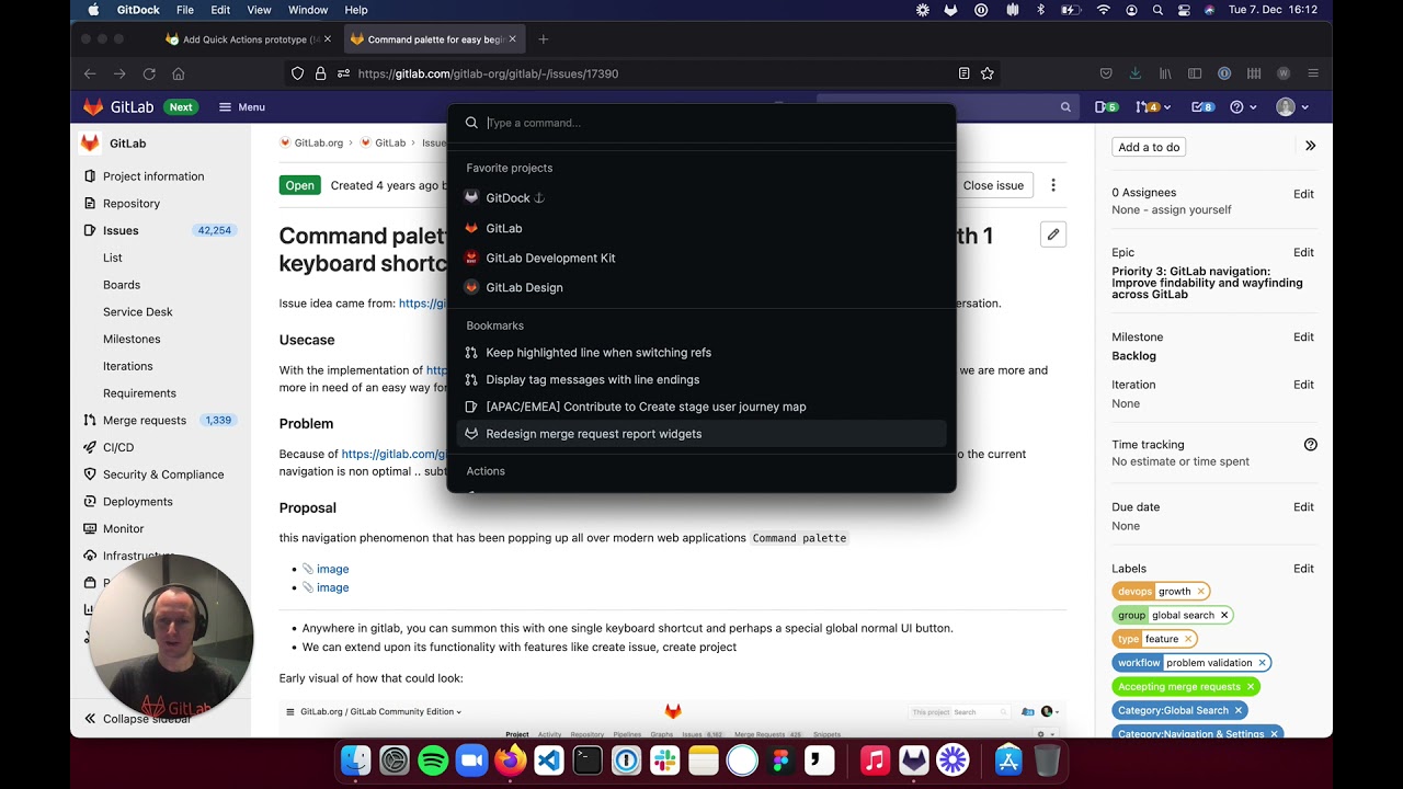 GitDock - Command Palette