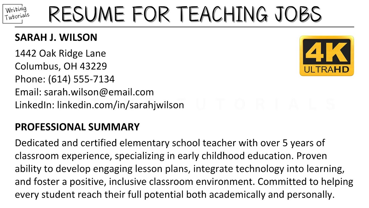 How To Write Resume for Teaching Jobs Application with Sample | Writing Tutorials