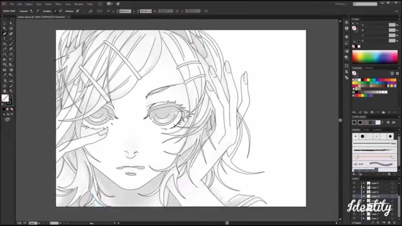 Anime girl vector art Illustrator pt1 speed art.