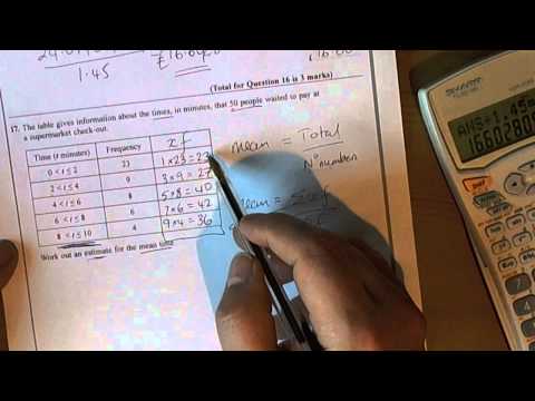 Estimated Mean Average Calculation for Grouped Frequency Table - Unit 1 GCSE Mathematics