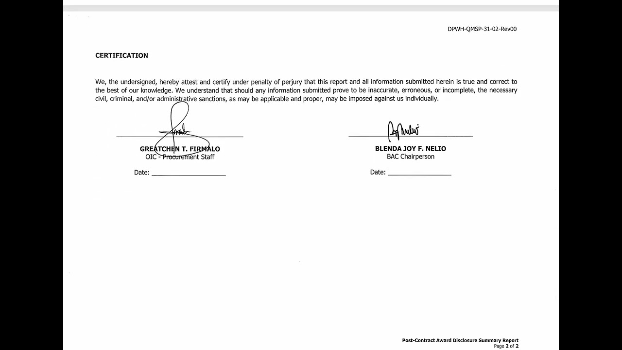 Post Contract Award Disclosure for DPWH Romblon District Engineering  - April 2026