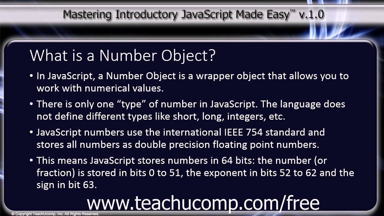 JavaScript Training Tutorial What is a Number Object?