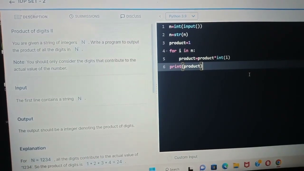 product of digits ll in Python #ccbp#idpset-2