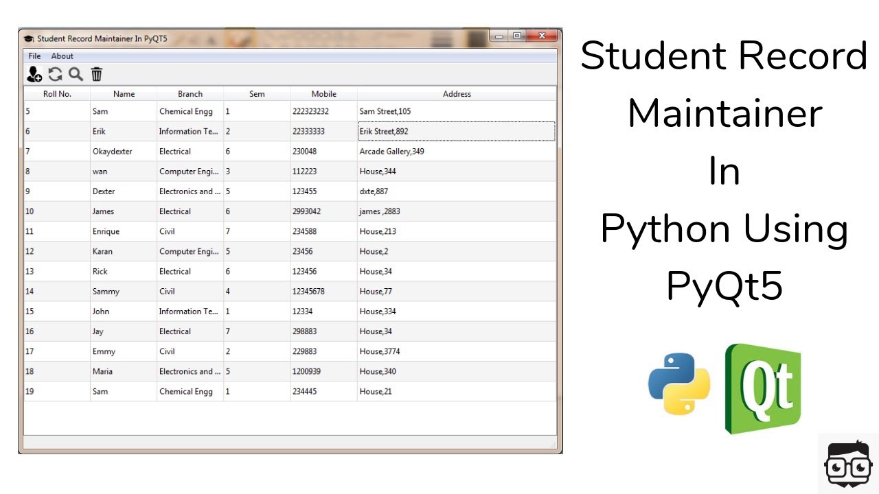 PyQT5 Tutorial For A Student Record Maintainer System