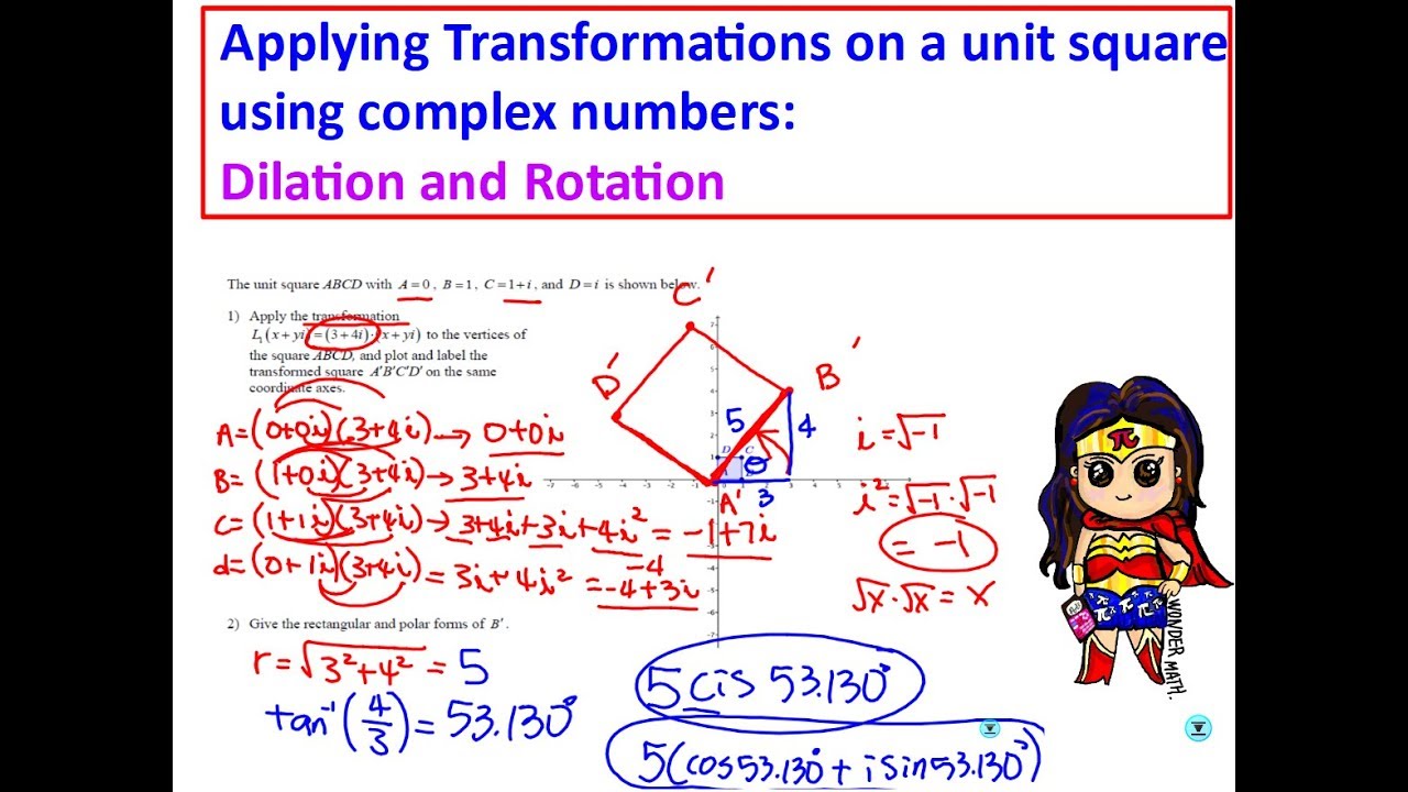 Transformation of a unit square using Complex Numbers