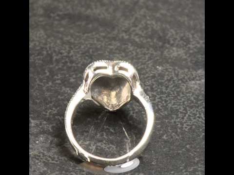 Vintage Marcasite Large Puffed Love Heart Ring 925 Silver Size 6