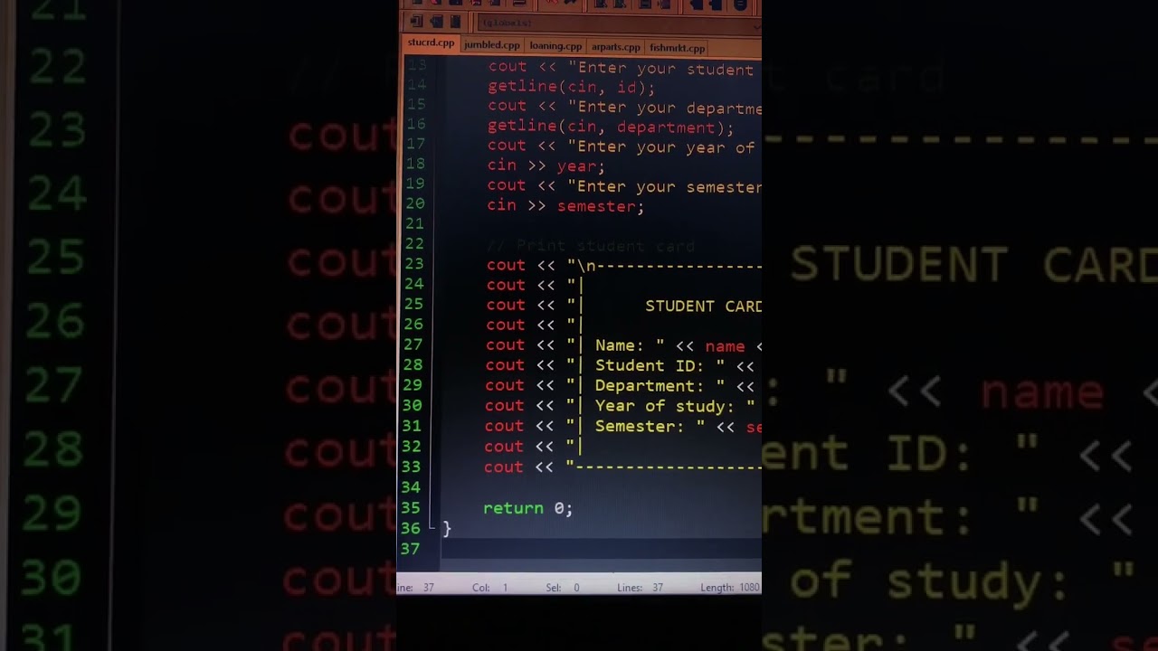 student card c++#coders #codemasters #codelife #coding #codinglife #codingninja #code #coders #cpp