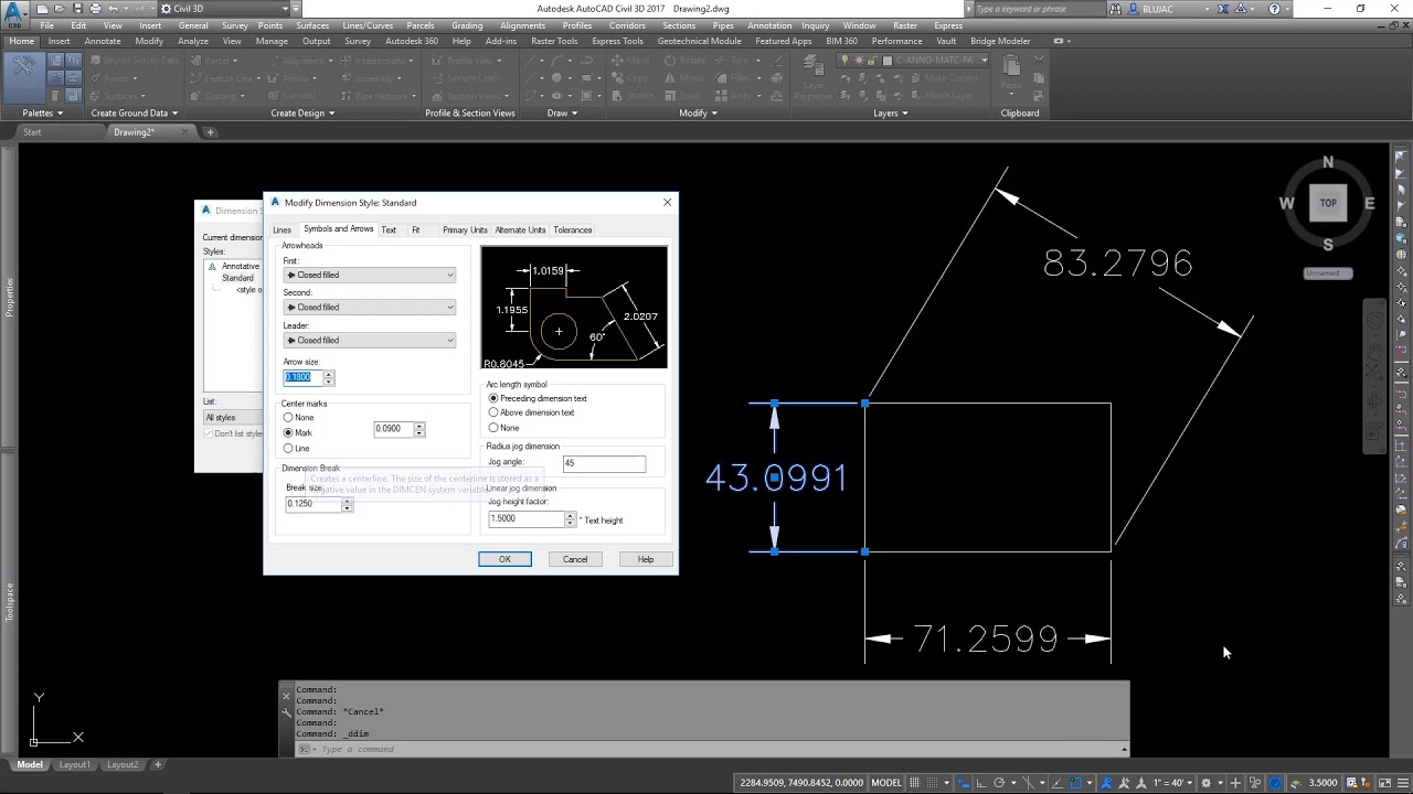 How to modify a dimension style in Civil 3D