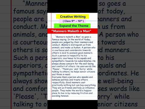 Manners Maketh Man expand the idea in your own words with proper examples | Creative Writing #shorts