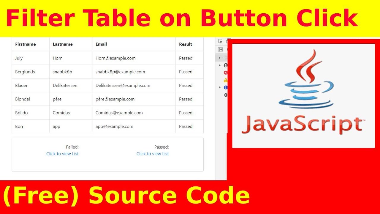 Ep78 - Onclick Button Filter Data in Table - Javascript Source Code