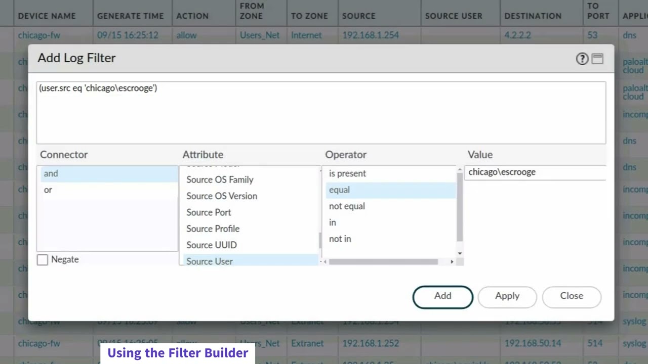 42 Using the Filter Builder