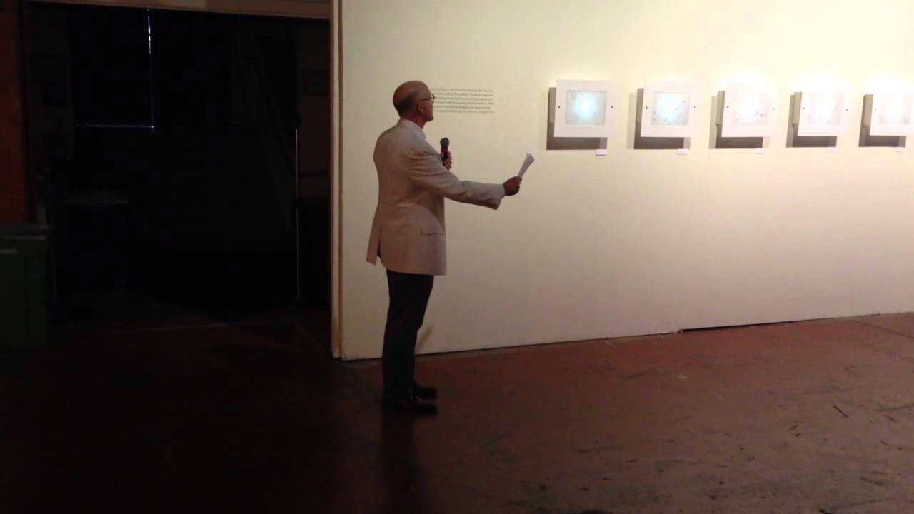 Owen Brown speaking at the Ideasthesia exhibit reception