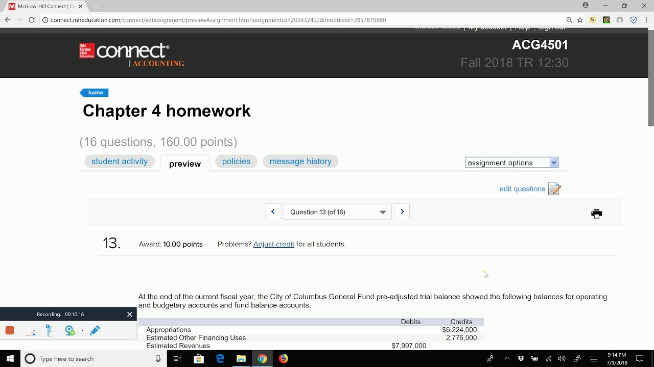 ACG4501 Chapter 4 homework explanations