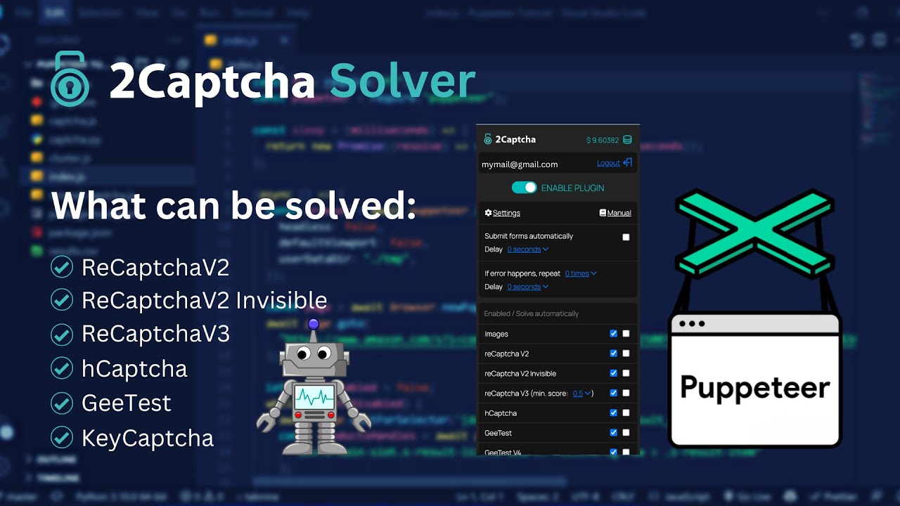 How to solve captcha in nodejs using 2captcha solver extension in puppeteer