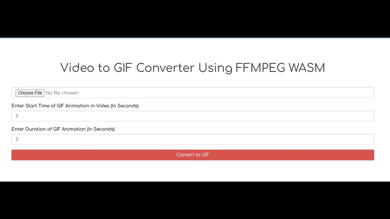 Node.js Express FFMPEG WASM Video to GIF Animation Converter Project in Browser Using Javascript