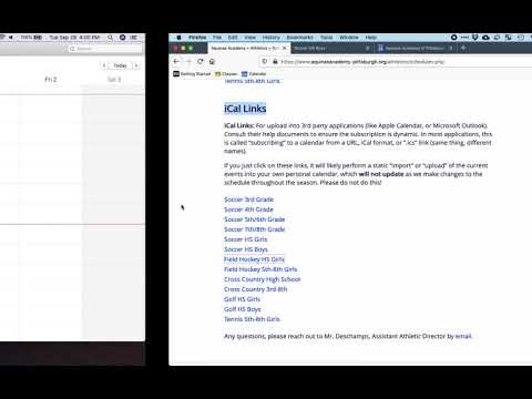 Subscribing to Athletics Calendars if you use a Mac and iCloud Account as your calendar client