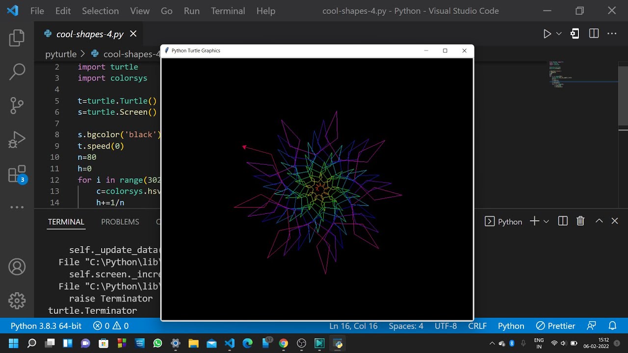 Python Turtle Graphics - 11 | Cool Shape Drawing | Python Turtle Coding Video |