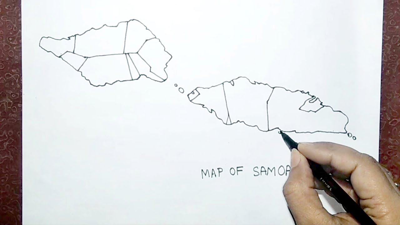 How to draw map of Samoa with district step by step