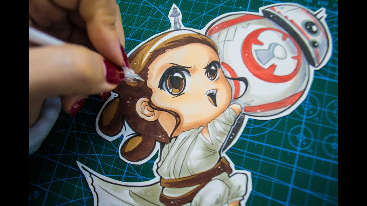 Drawing Rei and BB8 Chibi from Star Wars