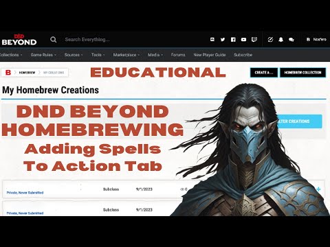 DnD Beyond Educational Homebrew - Adding Spells In Action Tab