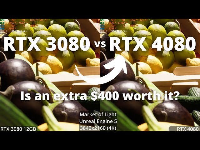 Nvidia Geforce RTX 3080 vs RTX 4080 GPU comparison in 2023