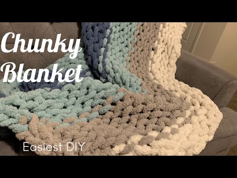 Chunky Blanket Hand Knit-DIY-SUPER EASY TUTORIAL-Blanket Under $100