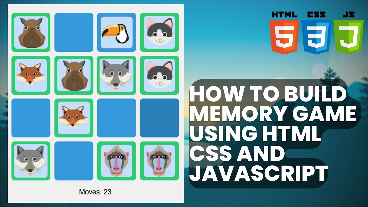 Creating a Memory Game using JavaScript, CSS and HTML. setTimeout() function in JavaScript.