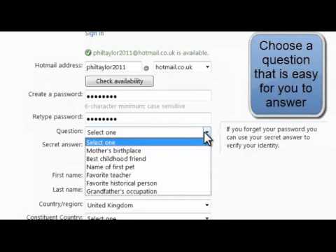Internet - Email - Creating an Email Account With Hotmail Online Computer Lesson