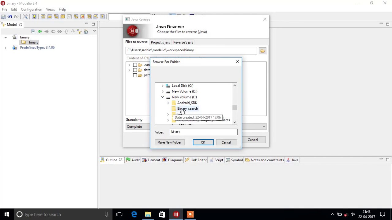 Generate class diagram from java code in Modelio