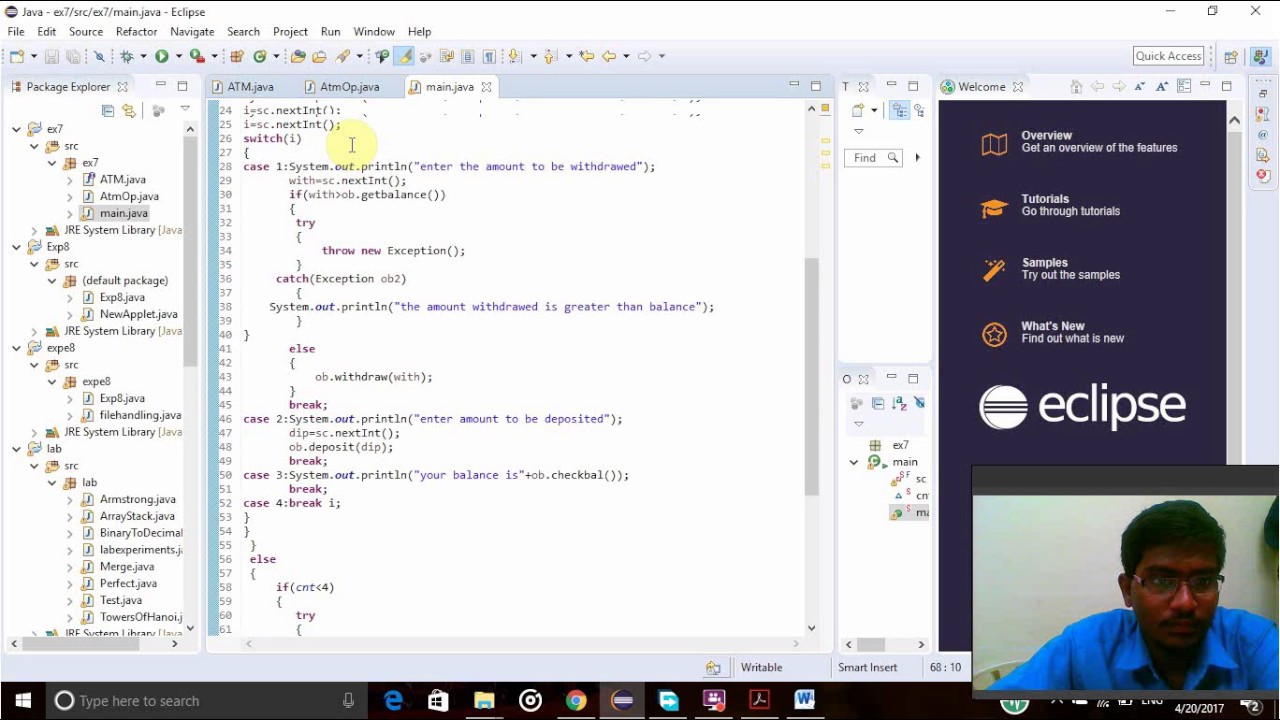 ATM operations by demonstrating the concepts of interfaces