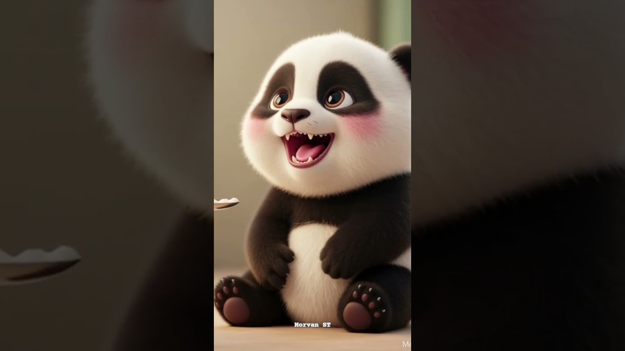 A baby panda’s first bite — too cute to handle 🐼💖 #BabyPanda #anime #ai #animals #aishorts #aivideo