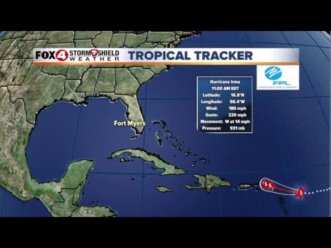 LIVE : Hurricane IRMA Tracking now a Category 5 Storm