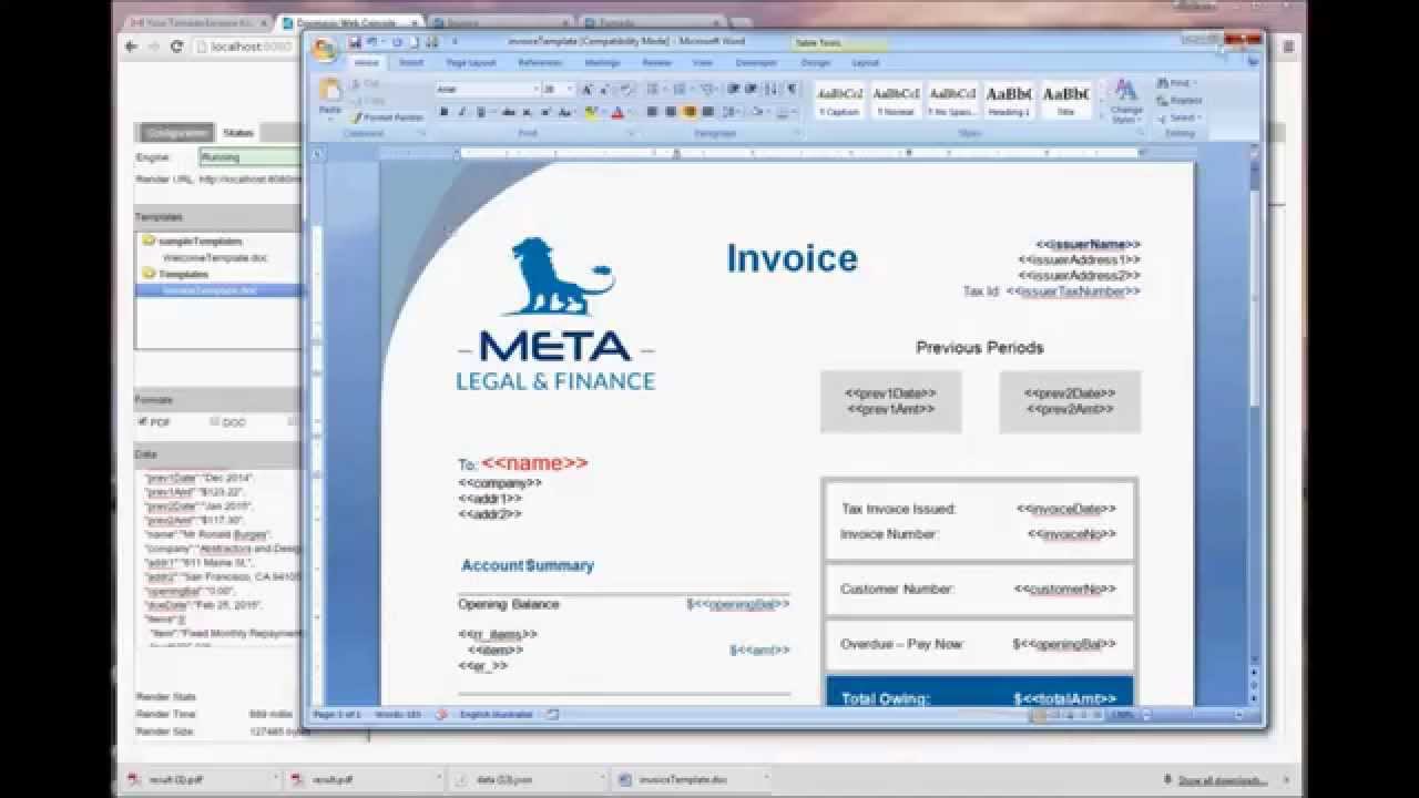 Create invoice from Tornado Document Generation Engine