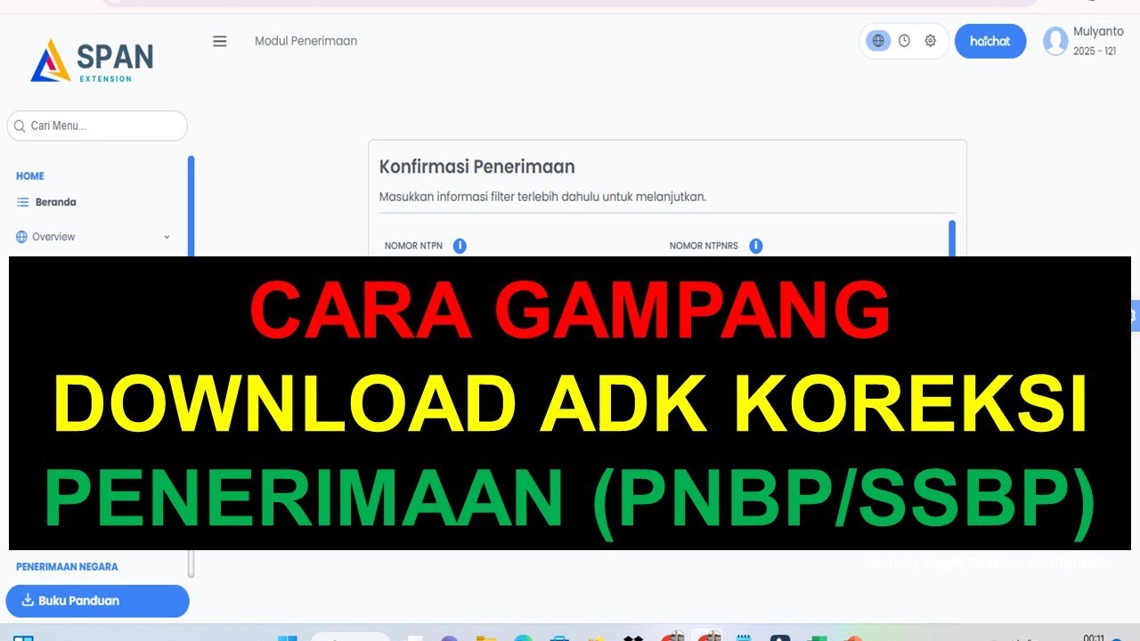 Tata cara download ADK Koreksi Penerimaan PNBP atau SSPB