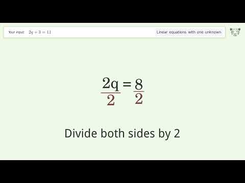 Solve 2q+3=11: Linear Equation Video Solution | Tiger Algebra