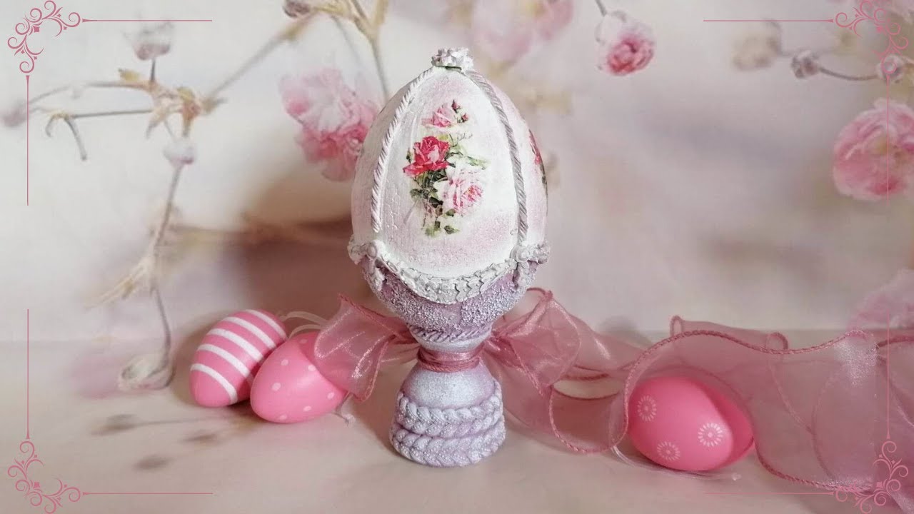 Blush pink Easter decor - how to decorate styrofoam egg for Easter - DIY