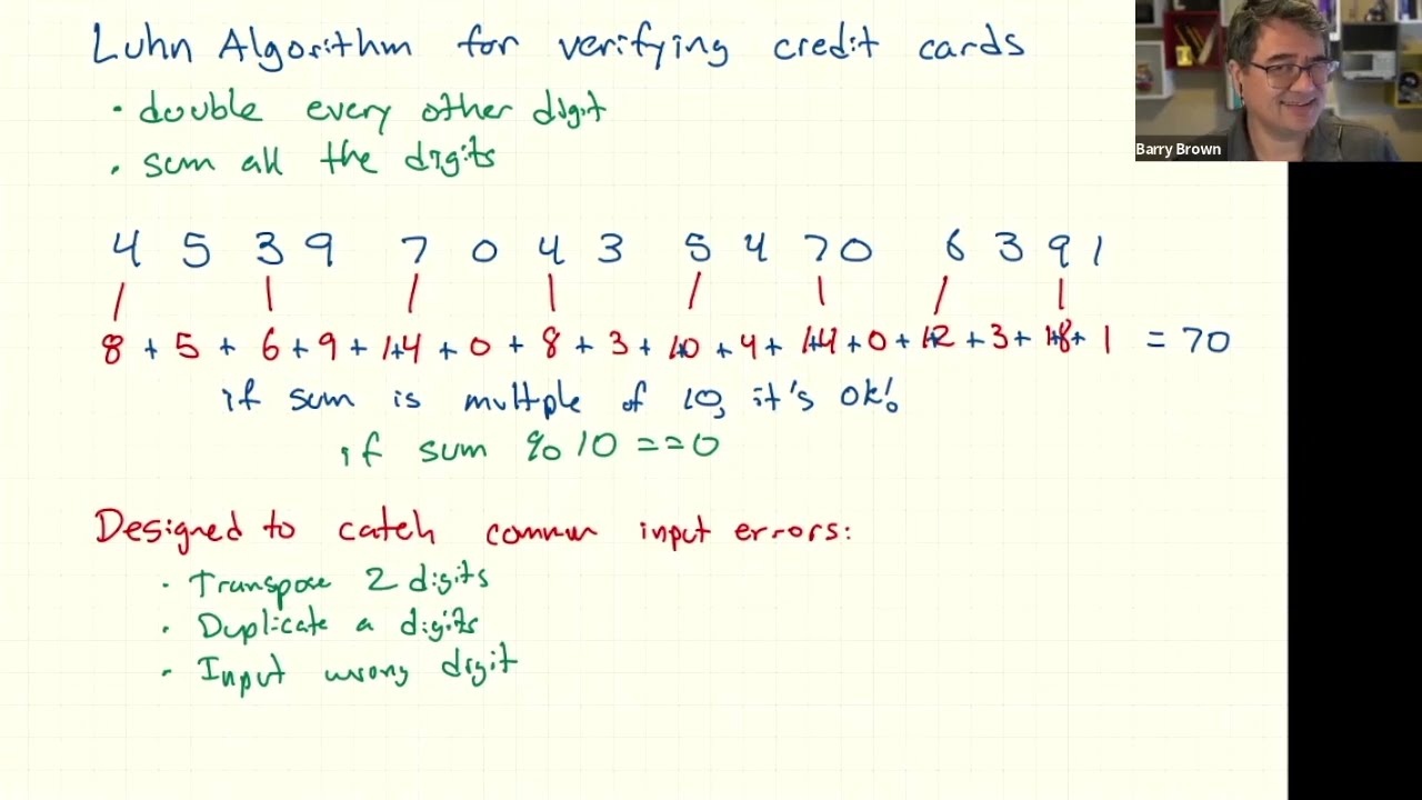 Checksums: The Luhn Algorithm for Verifying Credit Card Numbers