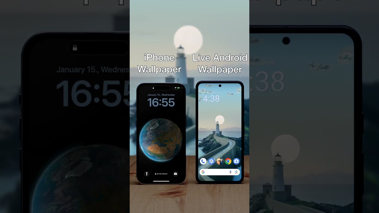 Two 24 hour live wallpapers compared on iPhone and on Android. #livewallpaper #wallpaper #android