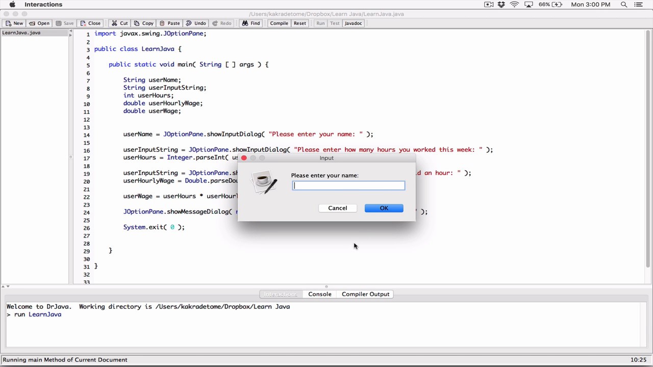 66. JOptionPane example payroll program - Learn Java