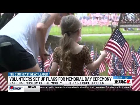 Volunteers plant 26,000 flags at Museum of Mighty Eighth Air Force