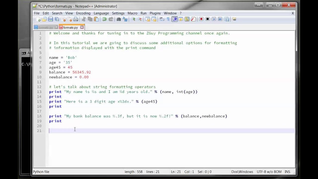 Intro to Python Programming 2 - Print Formatting