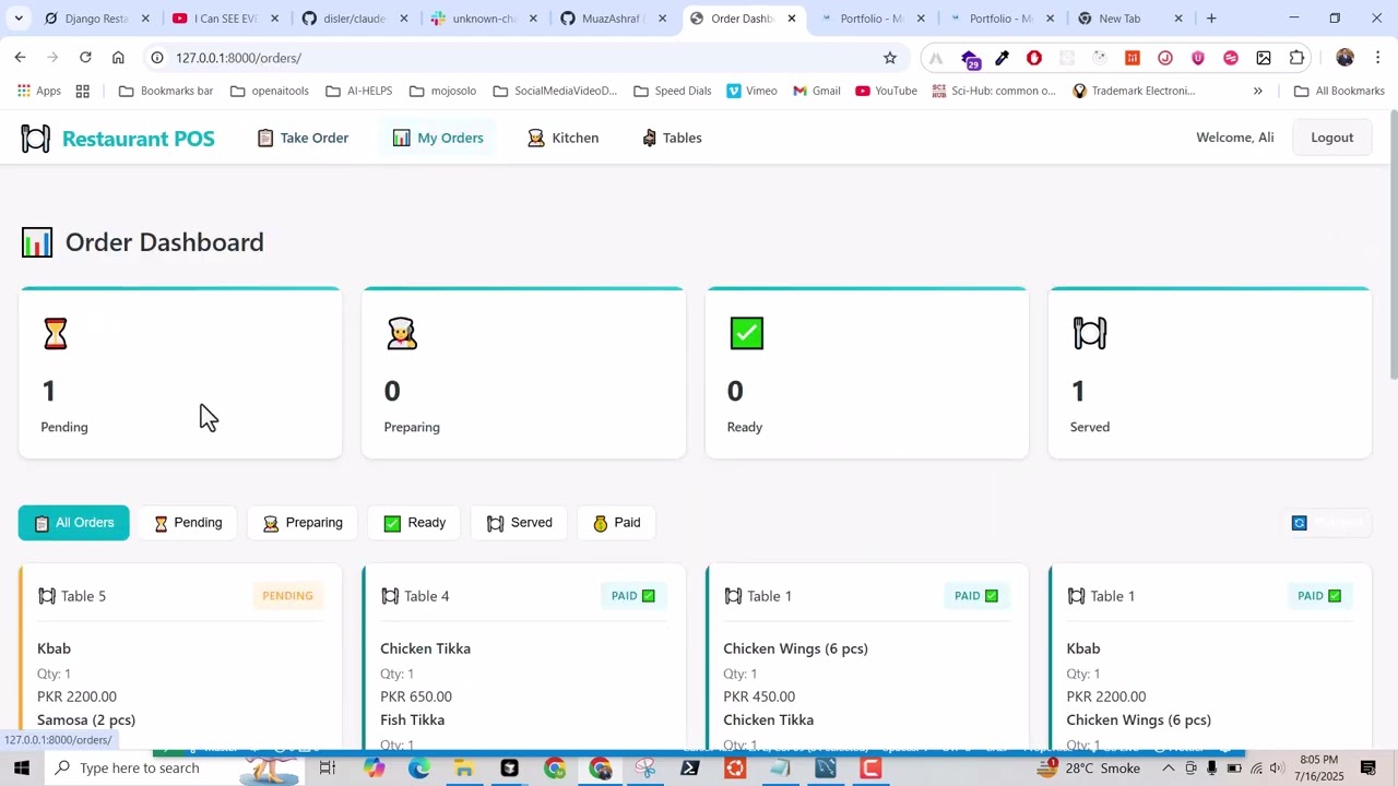 Complete Restaurant POS System using django