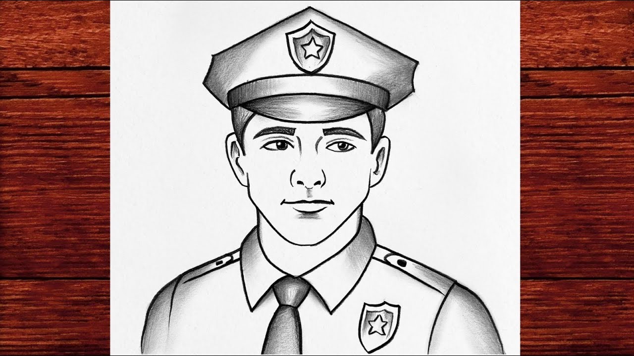 Easy Police Drawing – How to Draw a Policeman Face Step by Step