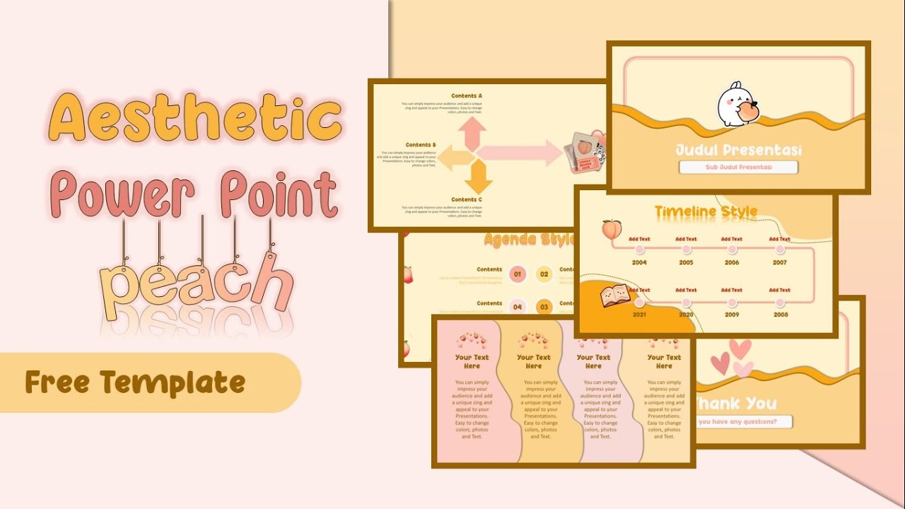 PPT AESTHETIC #15 | PEACH TEMPLATE | Mudah | Simple | Free Template & Font