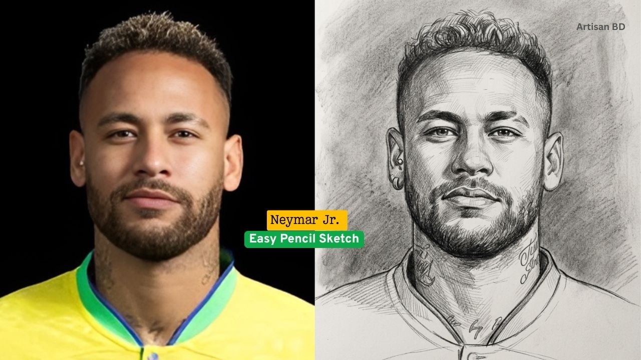 Neymar Jr Realistic Pencil Drawing ⚽🔥 | Step-by-Step Art Tutorial
