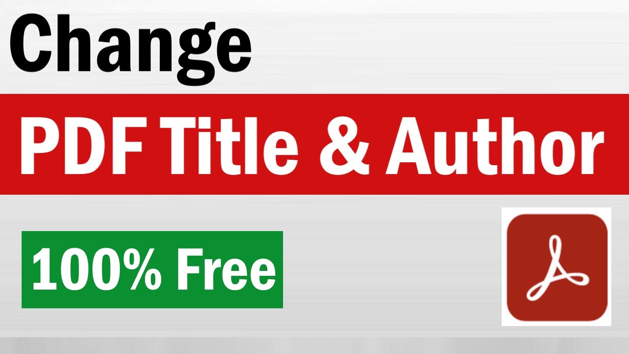 How To Change a PDF Document Title | How To Change PDF Title | How To Change Title and Author in pdf